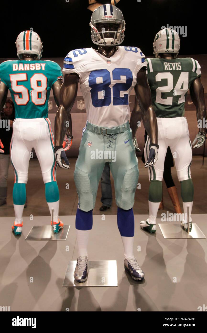 The new Dallas Cowboys uniform is displayed on a mannequin in New York ...