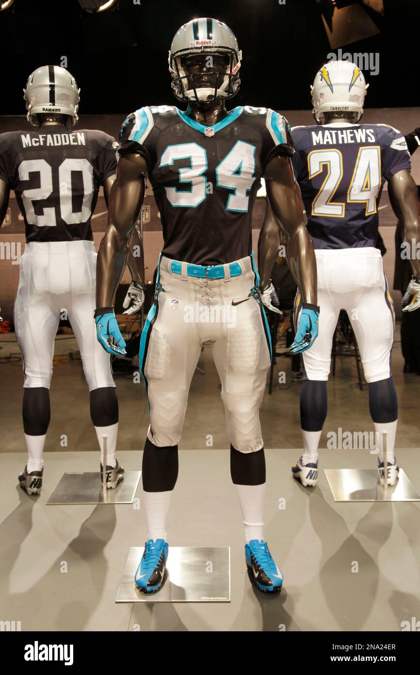 The new Carolina Panthers uniform is displayed on a mannequin in New ...