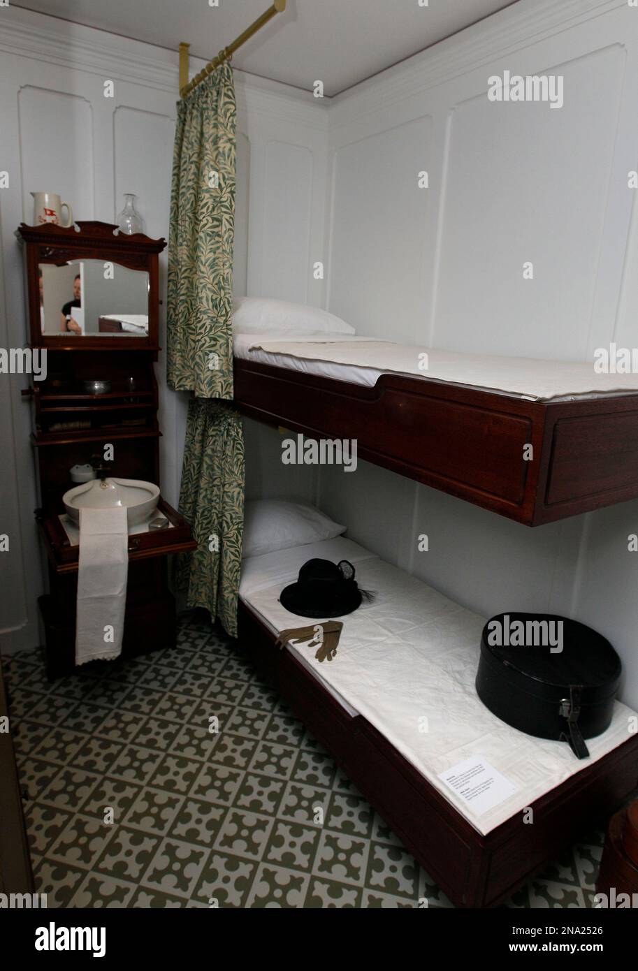 A recreation of a second class cabin from the Titanic, at SeaCity ...