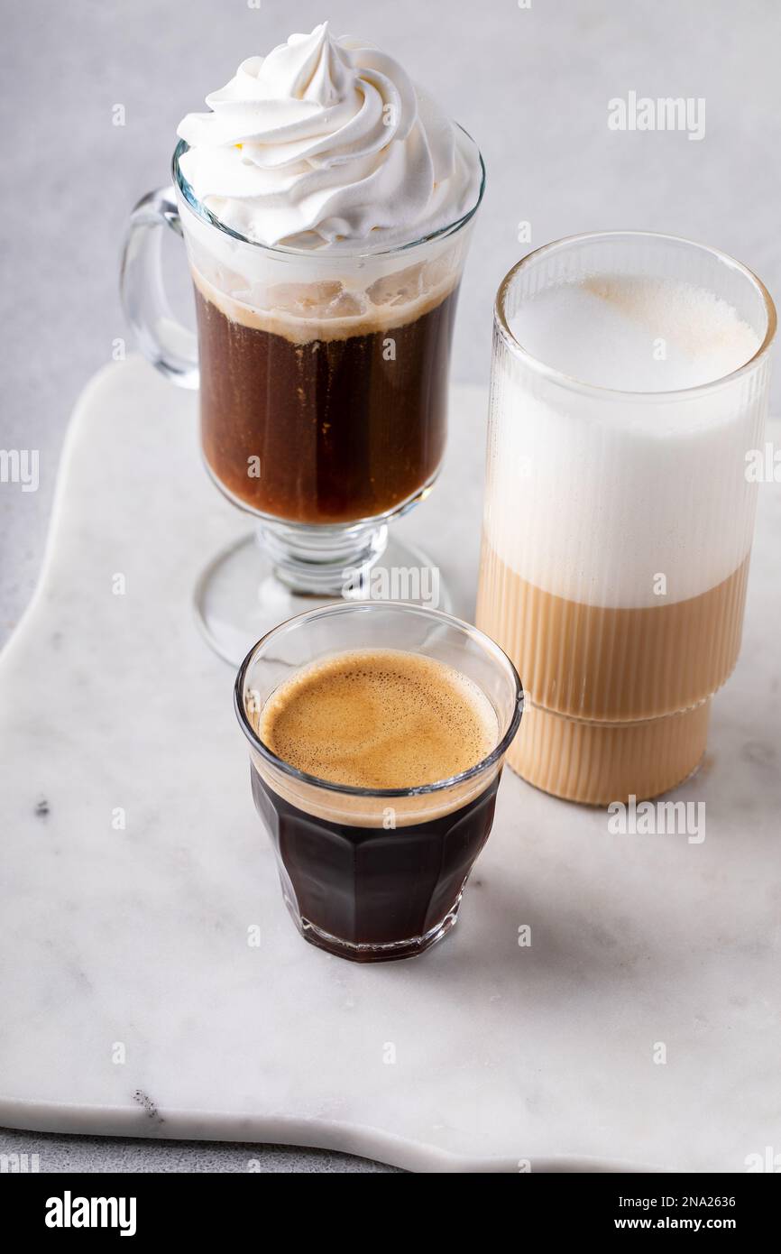 Different types coffee cappuccino copy hi-res stock photography and ...