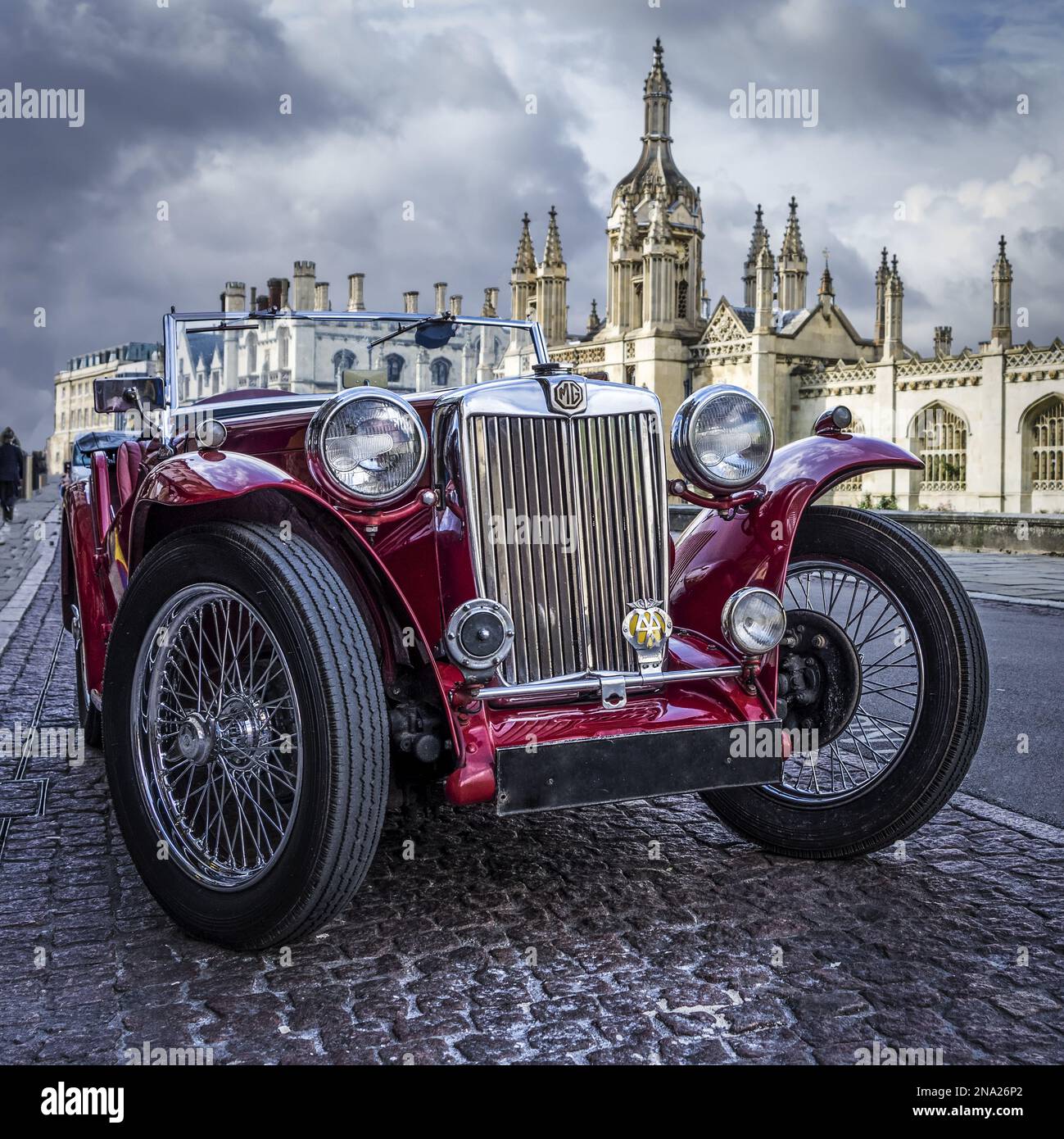 Red classic MG sports car; Cambridge, Cambridgeshire, England Stock ...
