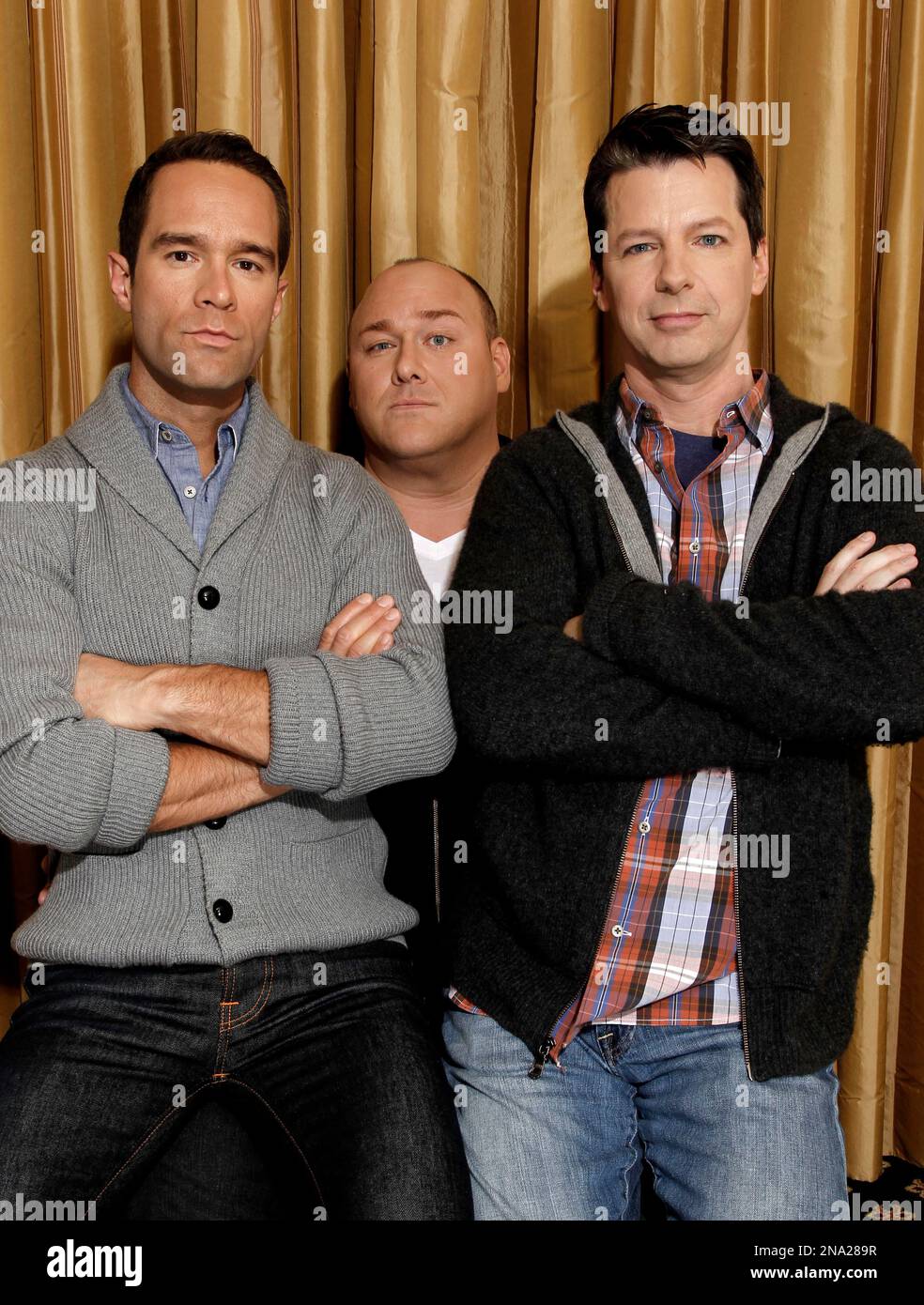 Actors Sean Hayes, right, Chris Diamantopoulos, left, and Will Sasso ...