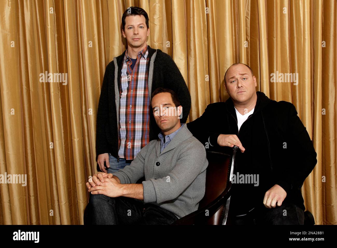 Actors Sean Hayes, left, Chris Diamantopoulos, center, and Will Sasso ...