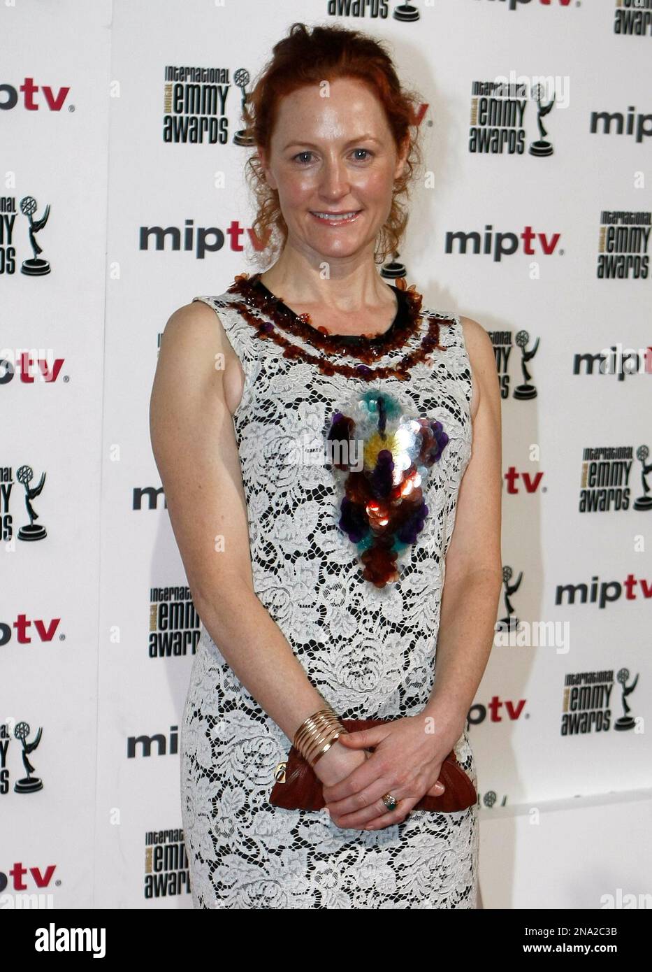 Irish actress Geraldine Somerville poses for photographers as she ...