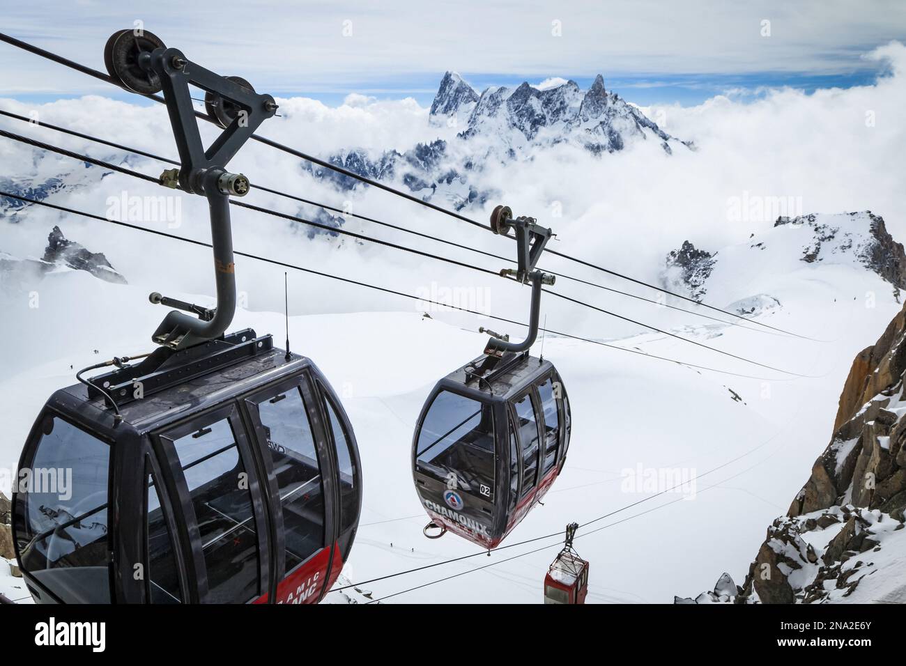 Panoramic Mont Blanc gondola at Aiguille du midi, Aiguille de Rochefort ...
