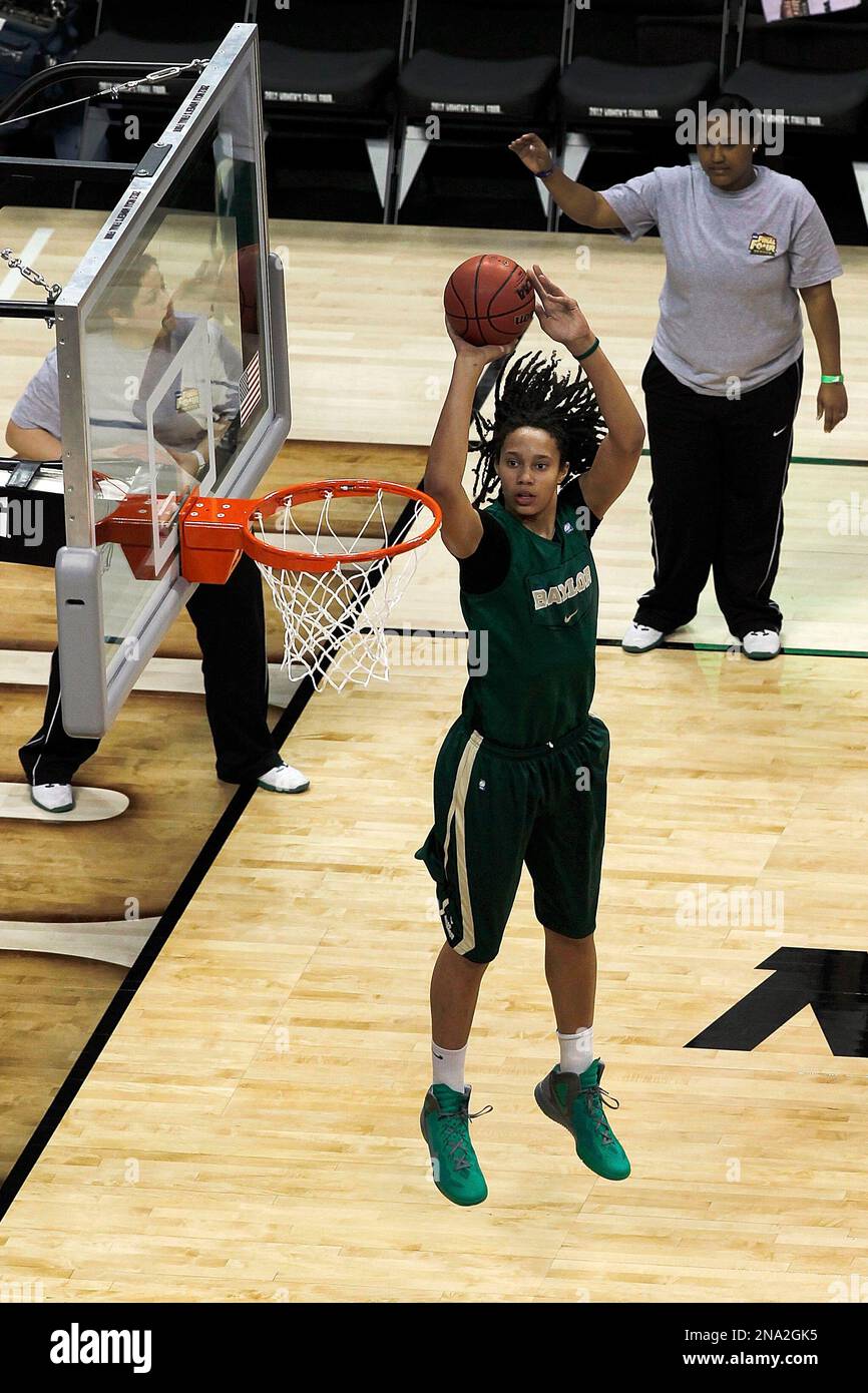 Baylor center Brittney Griner shoots during practice at the NCAA Women ...