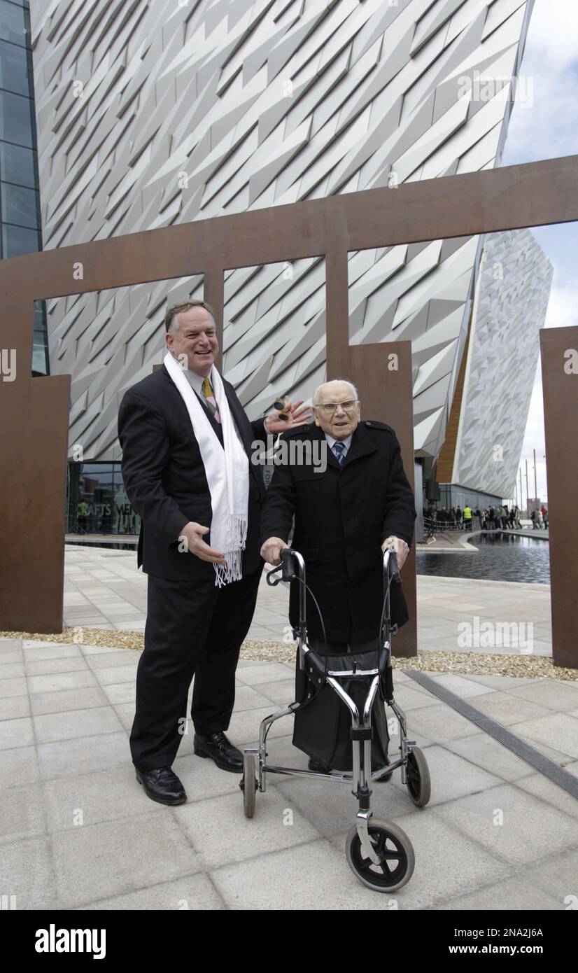 U.S. born Eric R Kuhne of CivicArts, left, with Cyril Quigley, aged 105 ...