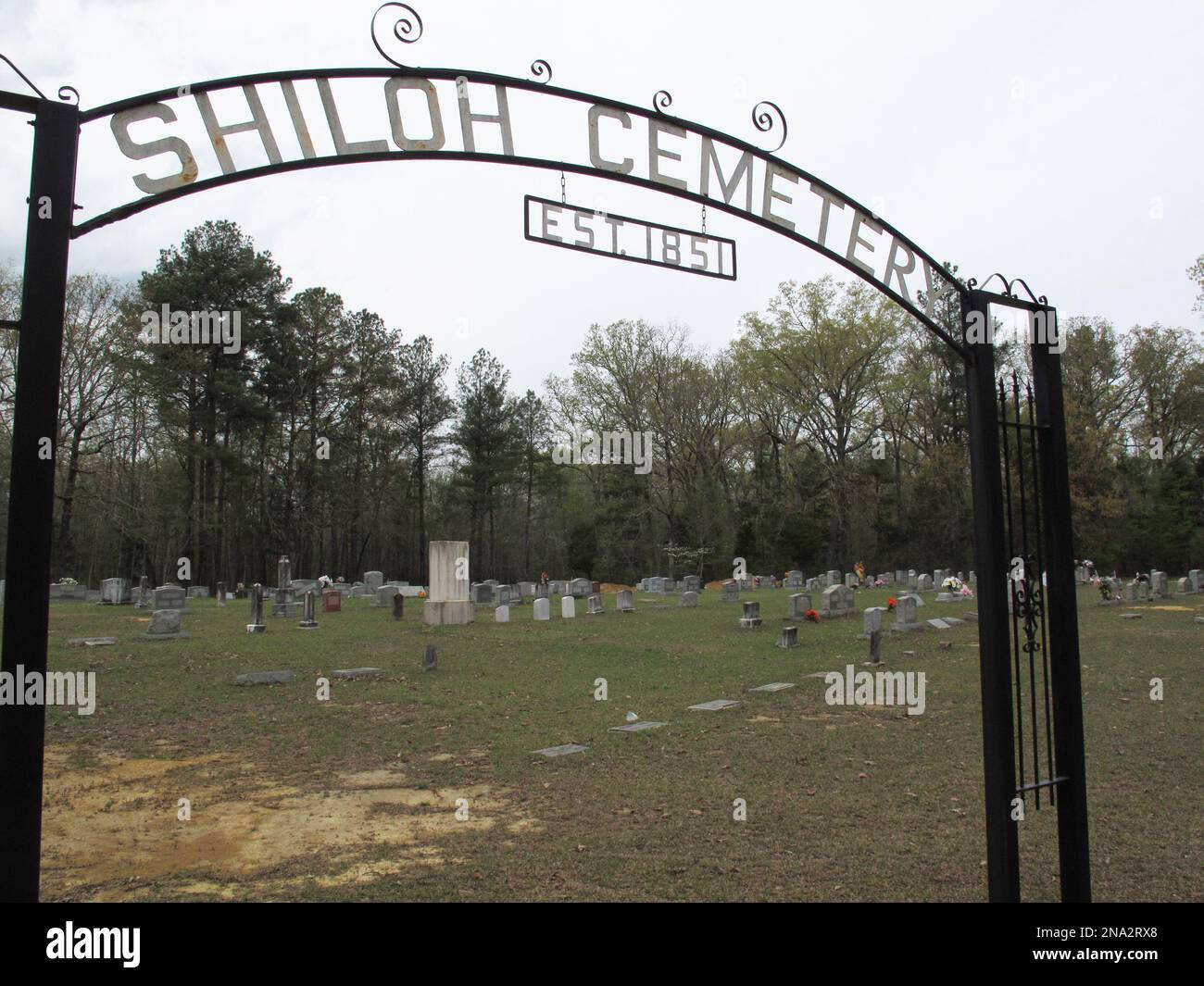 A sign marks the location of the Shiloh Cemetery on Wednesday, March 21 ...