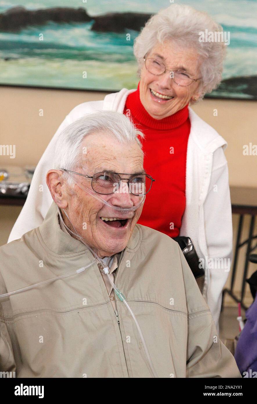 Capt. Donald Yeager with his wife Jeanne Yeager, were surprised by his ...