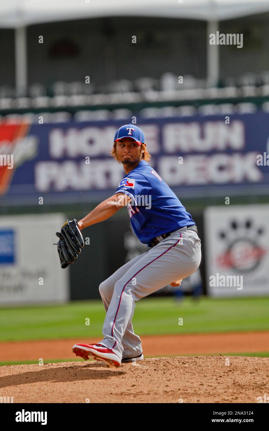 Texas Rangers starting pitcher Yu Darvish in a spring training ...