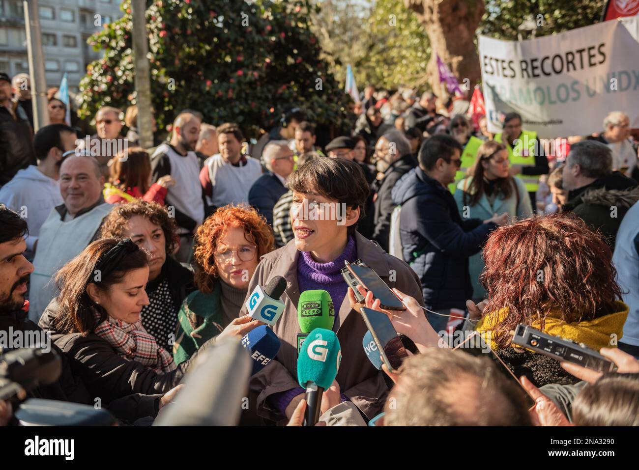 Santiago, Spain. Feb 12Th, 2023. The candidate to the presidency of the ...