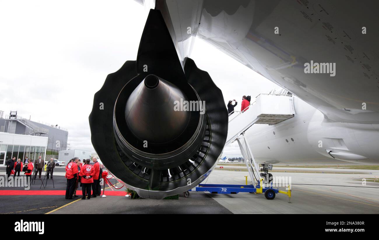 A new Japan Airlines Boeing 787 airplane with the GE Aviation GEnx ...
