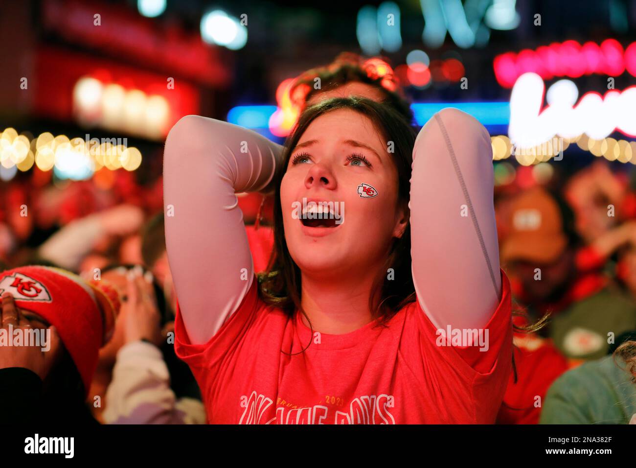 Kansas City Chiefs fan Kenzie Klein reacts after a Philadelphia Eagles ...