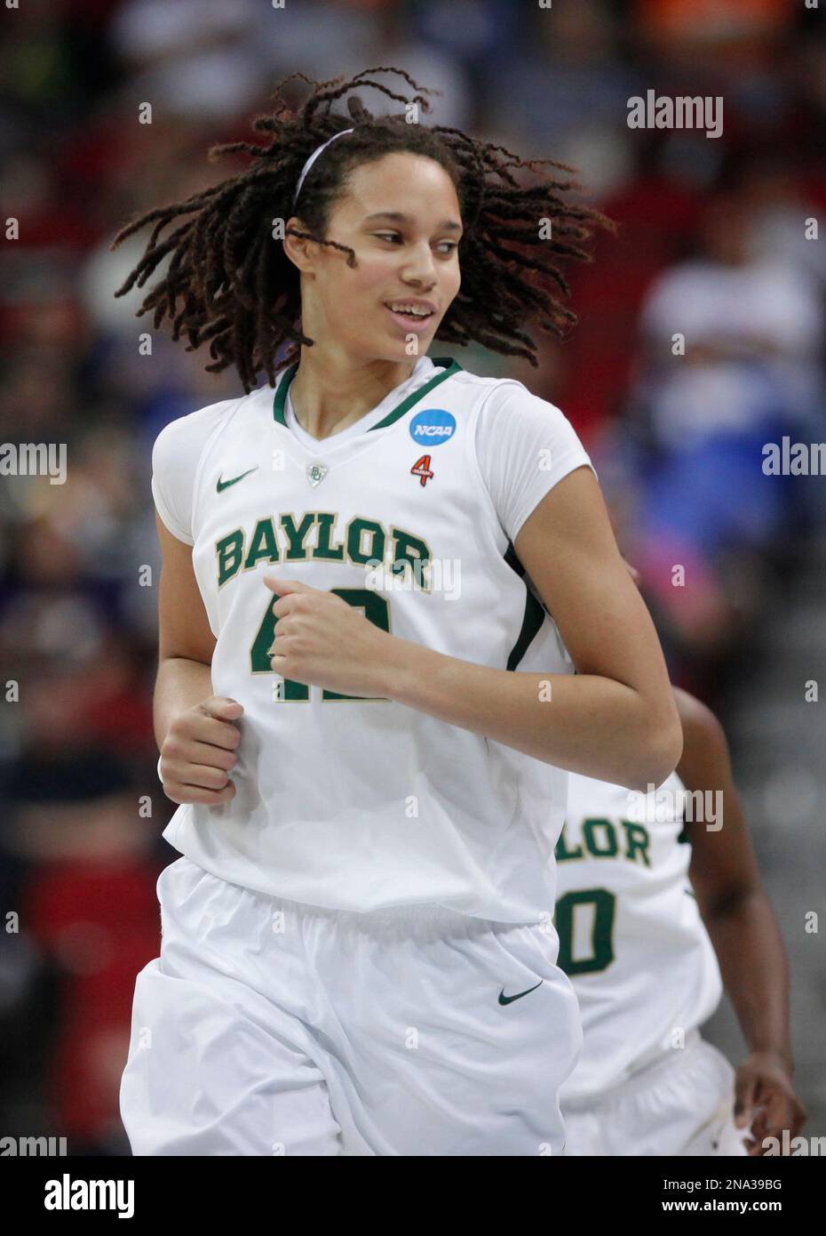 Baylor's Brittney Griner (42) smiles after dunking against Georgia Tech ...