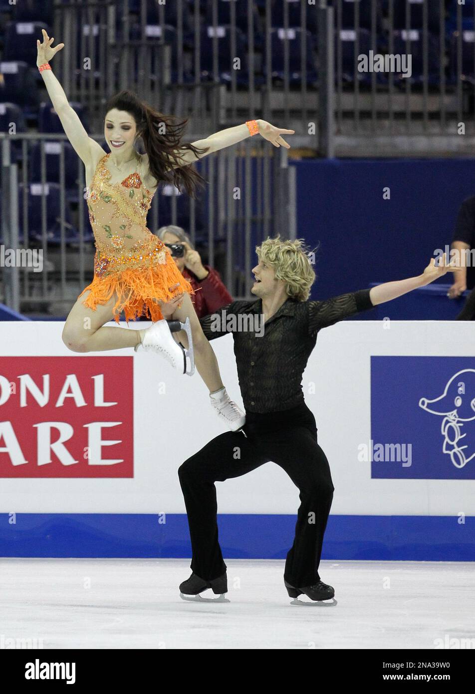 US ice dancers Meryl Davis and Charlie White perform during a training ...