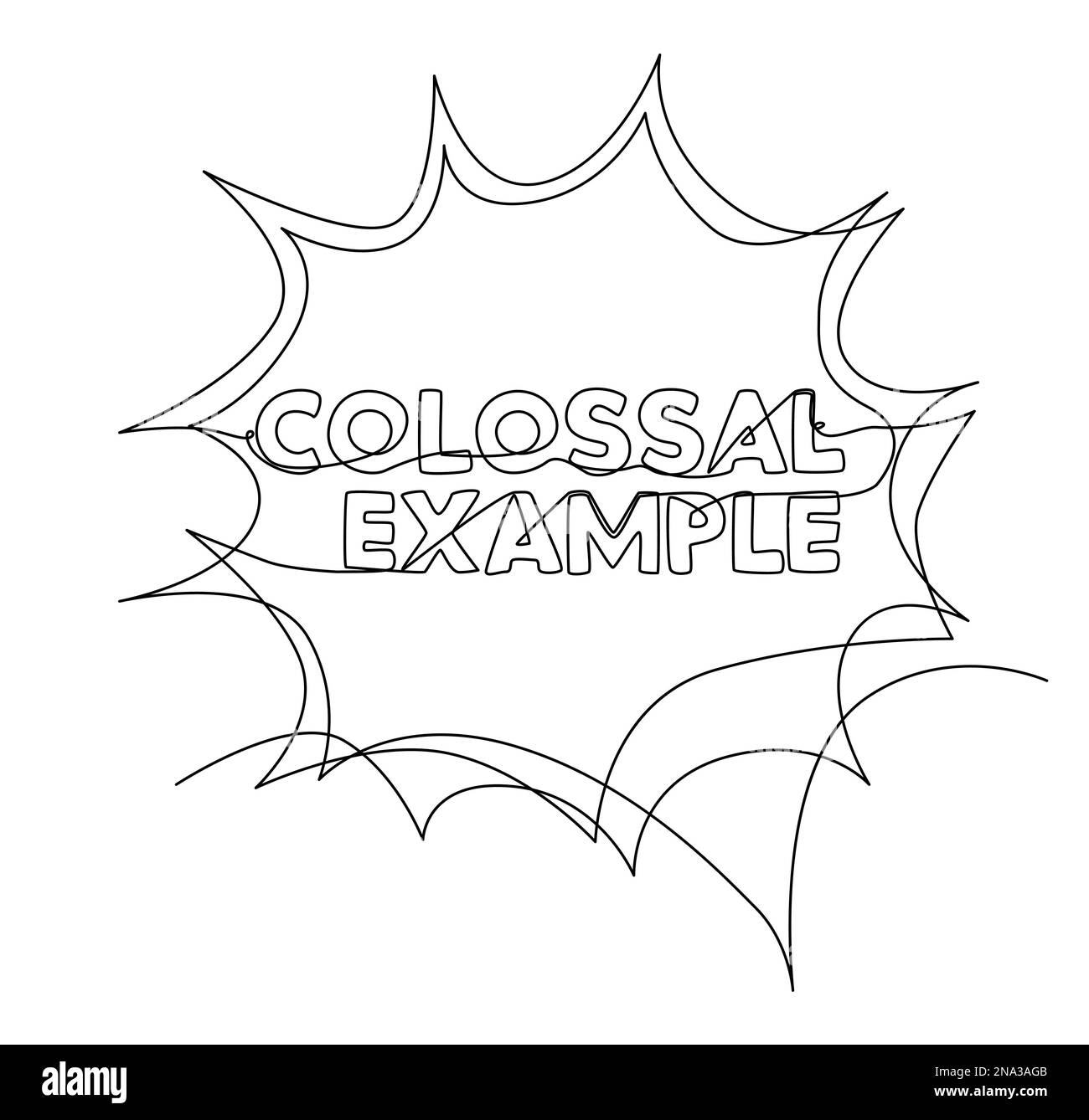 One Continuous Line Of Speech Bubble With Colossal Example Text Thin Line Illustration Vector
