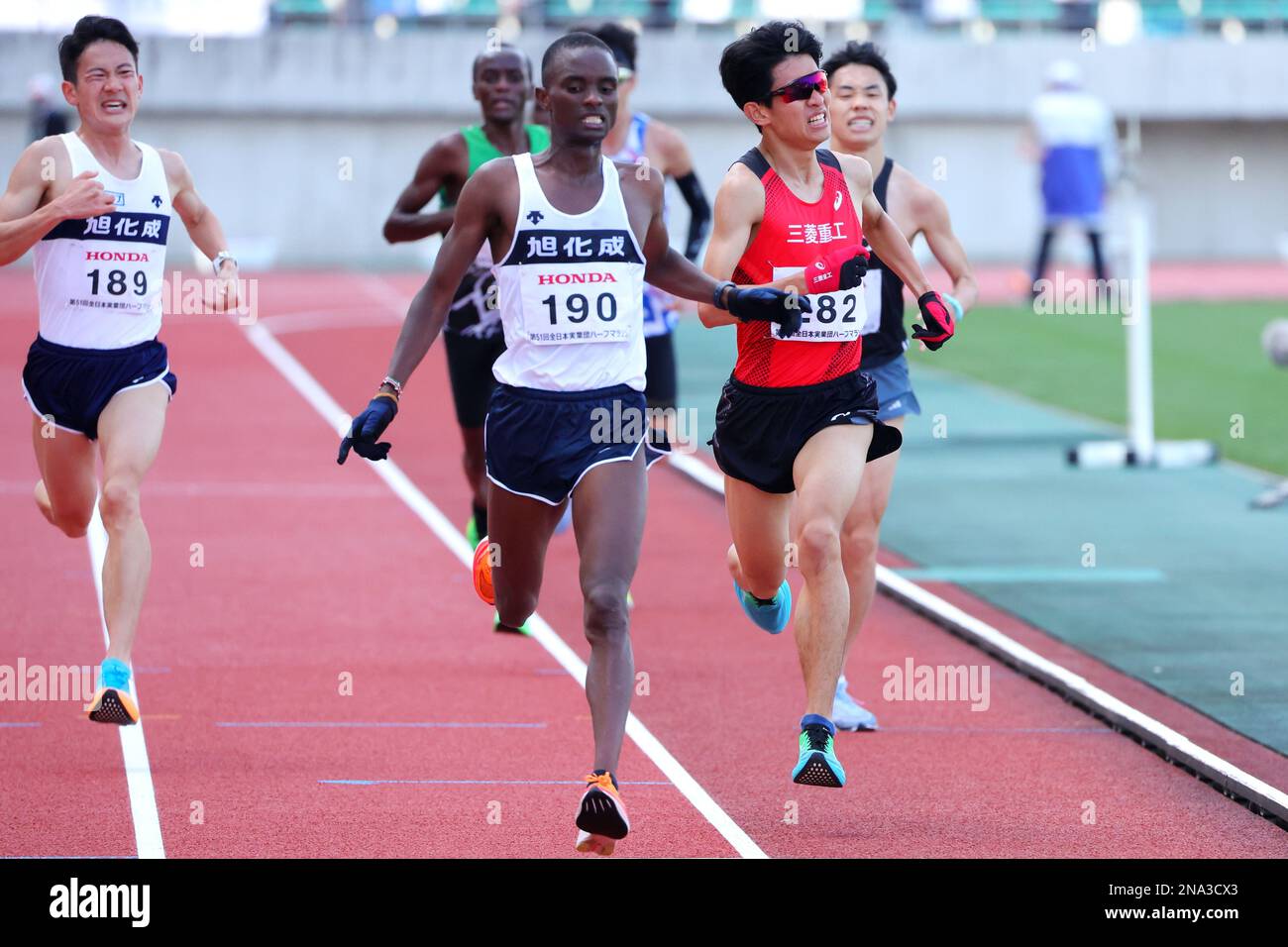 Yamaguchi, Japan. 12th Feb, 2023. (L-R) Keijiro Mogi, Mogeni Benuel Magoma, Ryota Kondo, Yuto ...