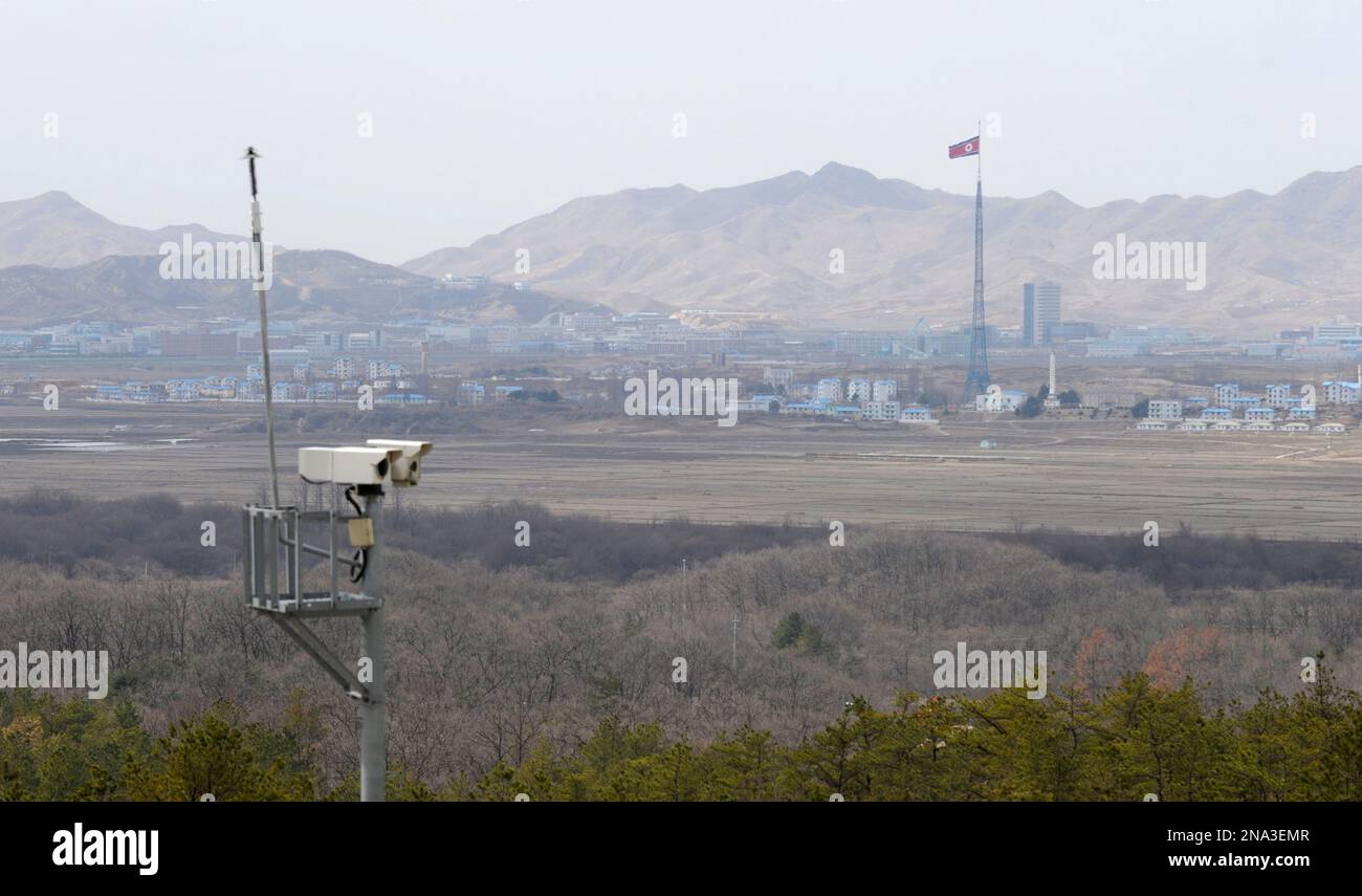 A view of Ki Jong Dong, North Korea, is seen from Observation Post ...
