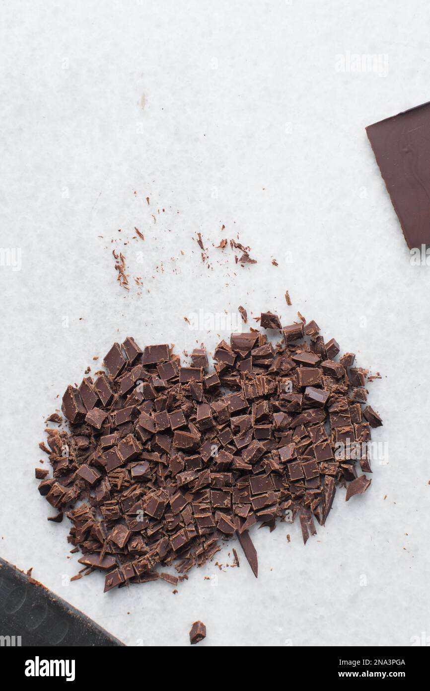 Pieces of chopped dark chocolate for baking, Dark chocolate chunks ...