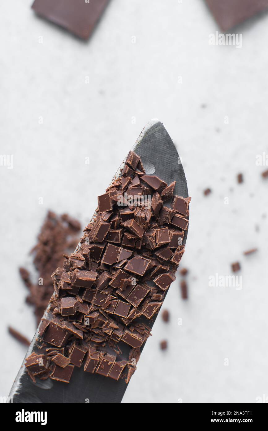 Pieces of chopped dark chocolate for baking, Dark chocolate chunks ...