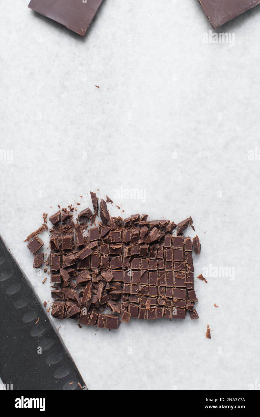 Pieces of chopped dark chocolate for baking, Dark chocolate chunks ...