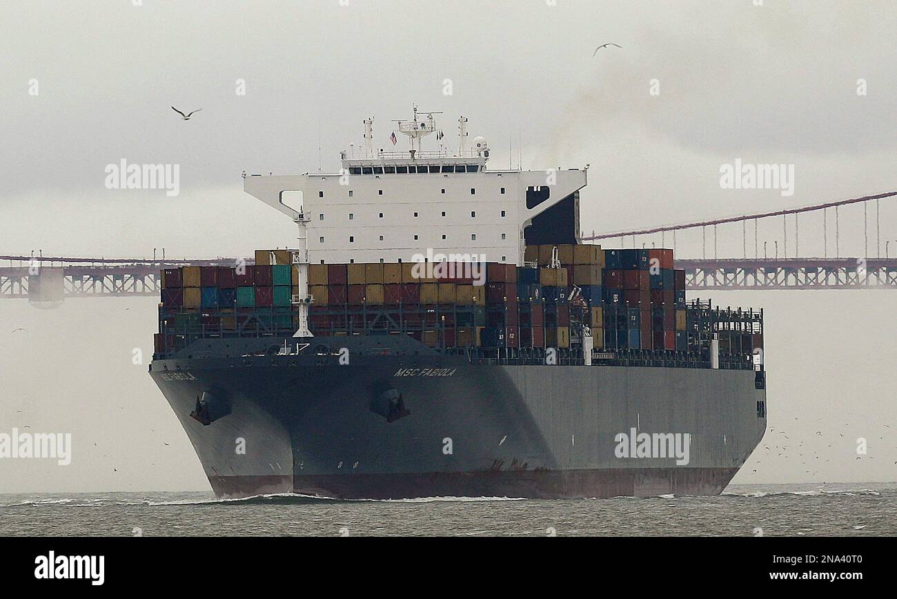 The MSC Fabiola passes the Golden Gate Bridge Wednesday, March 21, 2012 ...
