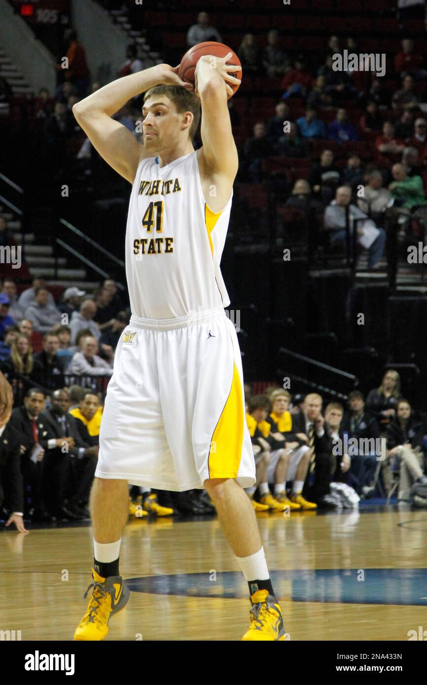 Wichita State center Garrett Stutz is shown during their NCAA ...