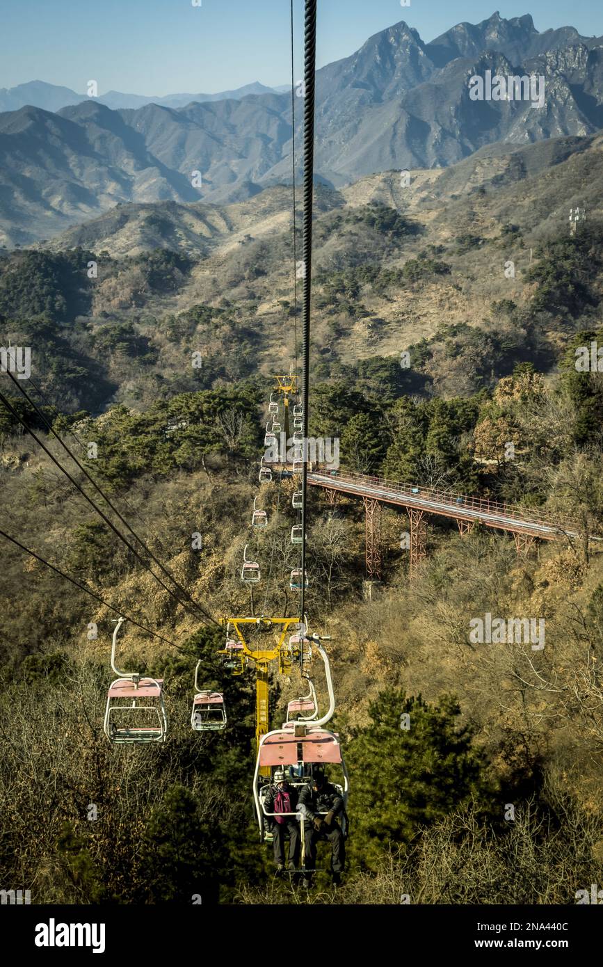Cable car to The Great Wall of China, Mutianyu, Huairou County, China ...