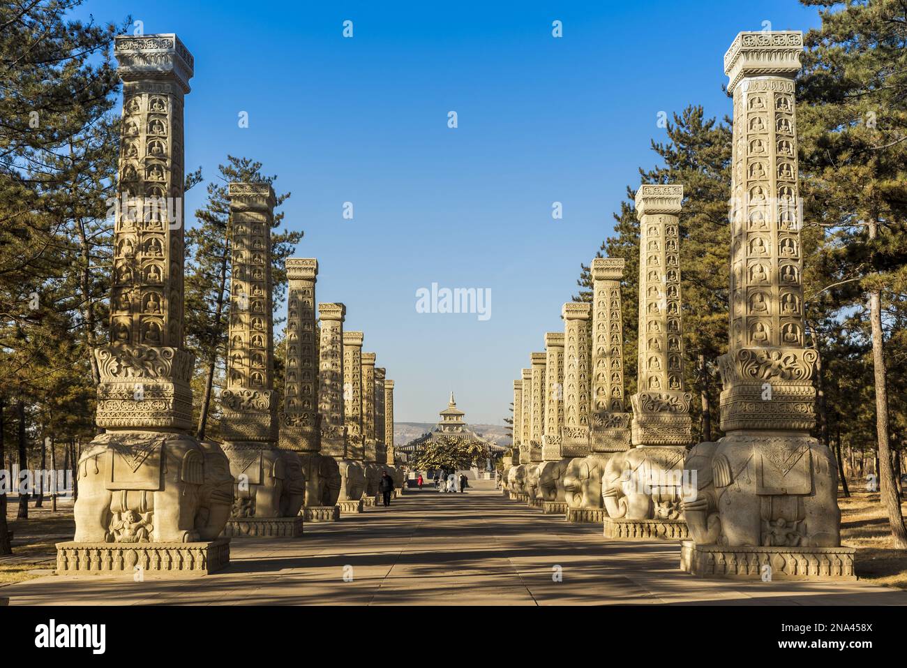 Elephant based pillars at Yungang Grottoes, ancient Chinese Buddhist ...