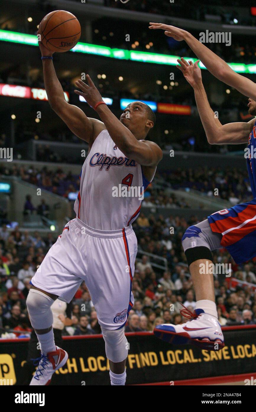 Los Angeles Clippers' Randy Foye goes up against Detroit Piston during ...