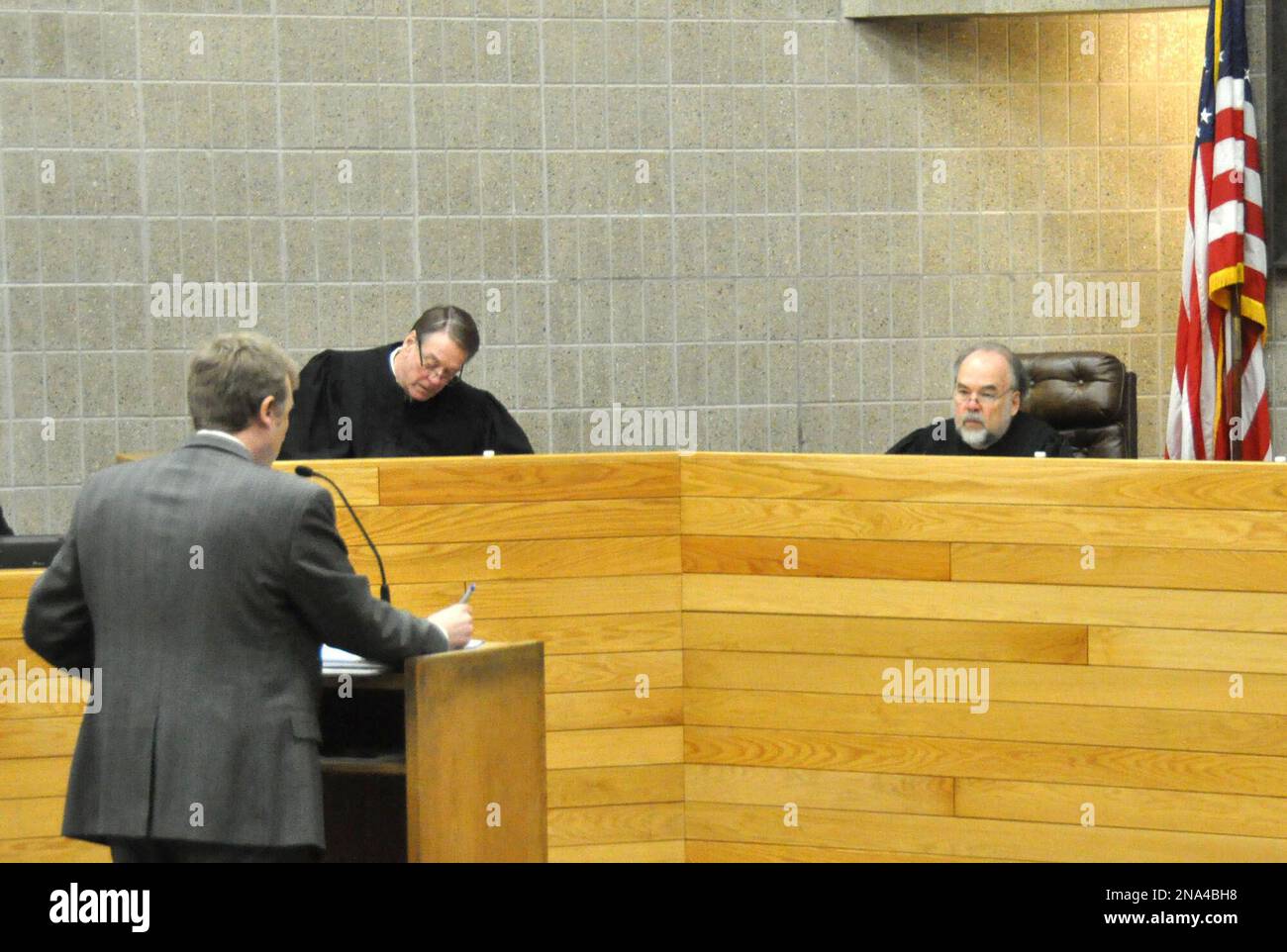 Attorney Andrew Damgaard, representing artist Peggy Detmers, argues ...