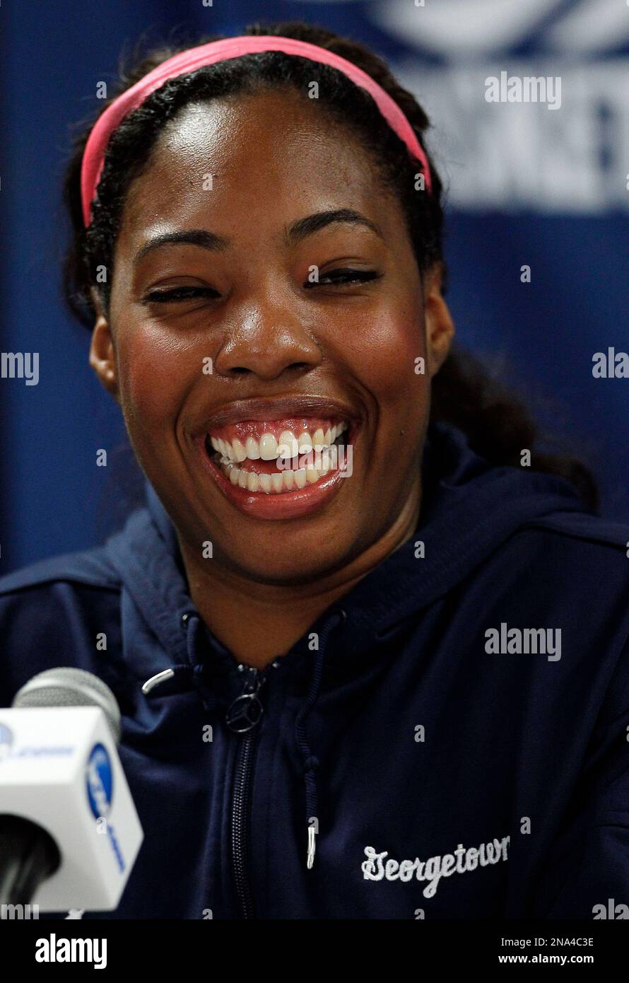 Georgetown's Sydney Wilson smiles as she answers questions during a ...