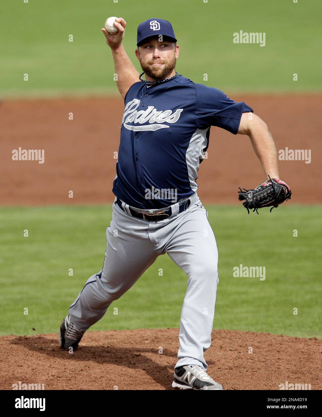 San Diego Padres relief pitcher Dale Thayer throws to the San Francisco ...