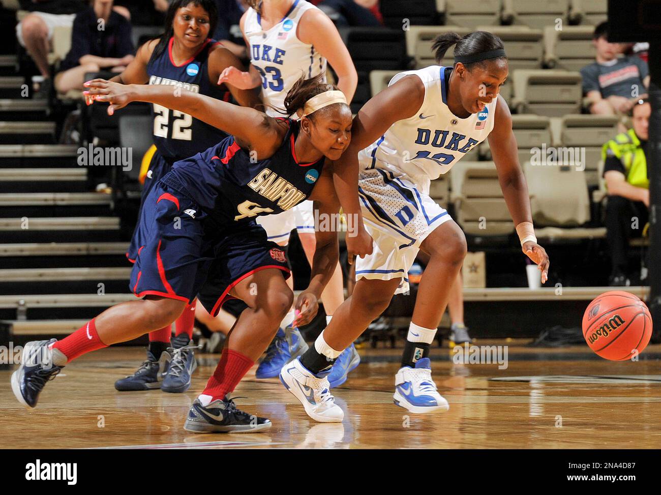 Duke guard Chelsea Gray (12) steals the ball against Samford guard ...