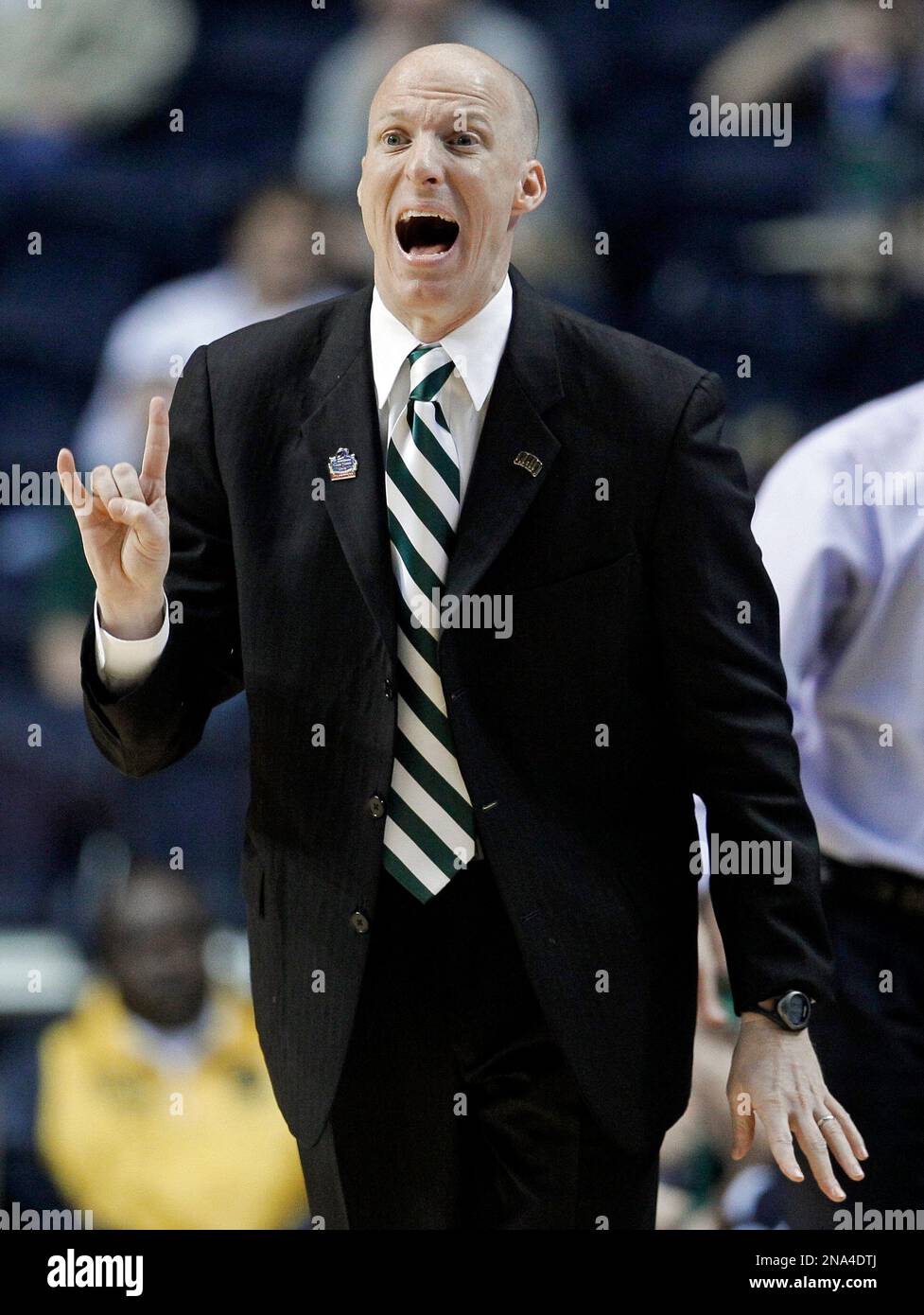 Ohio coach John Groce yells to his players in the first half of a third ...