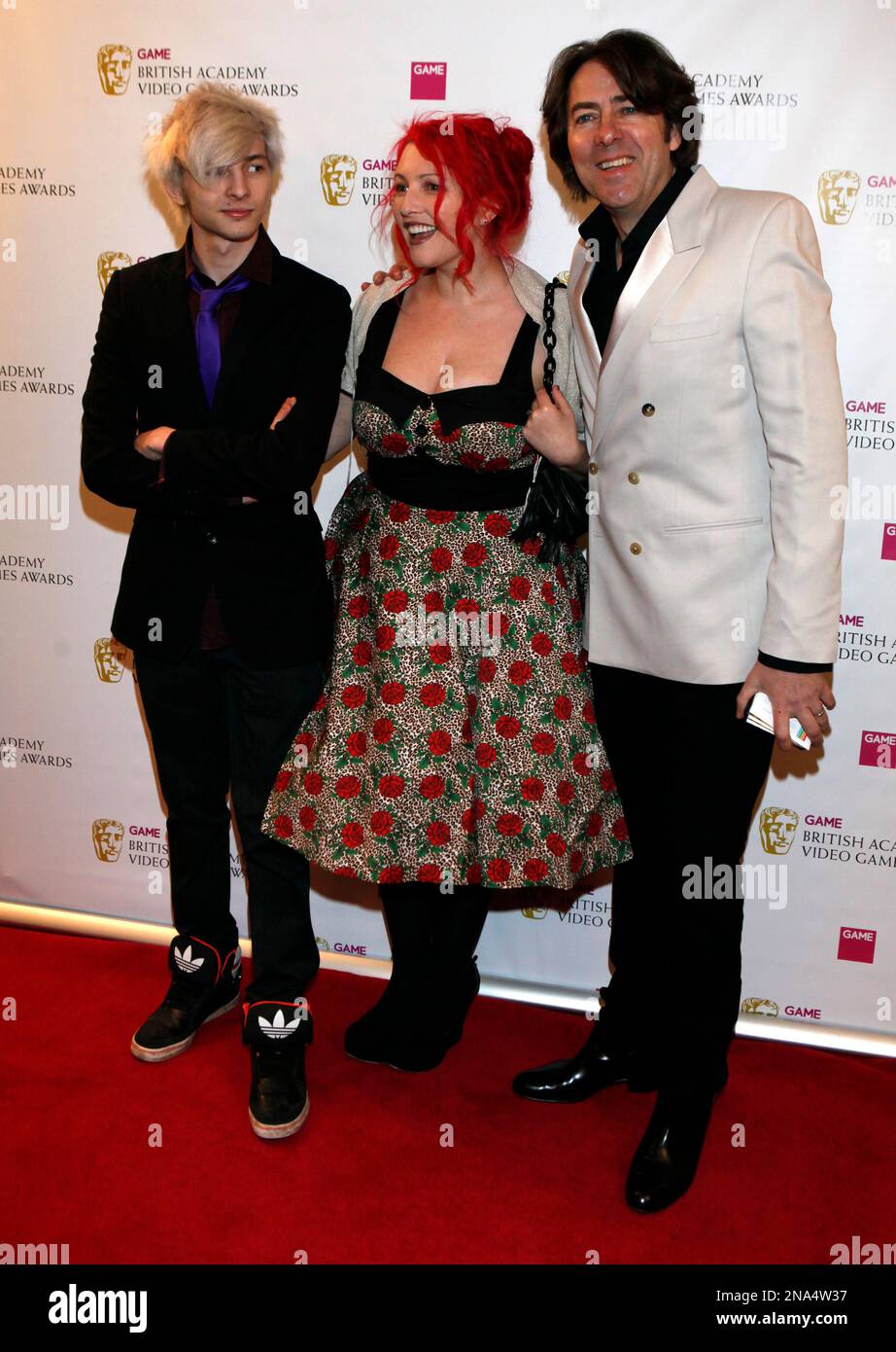 British presenter Jonathan Ross his wife Jane Goldman and son Harvey ...