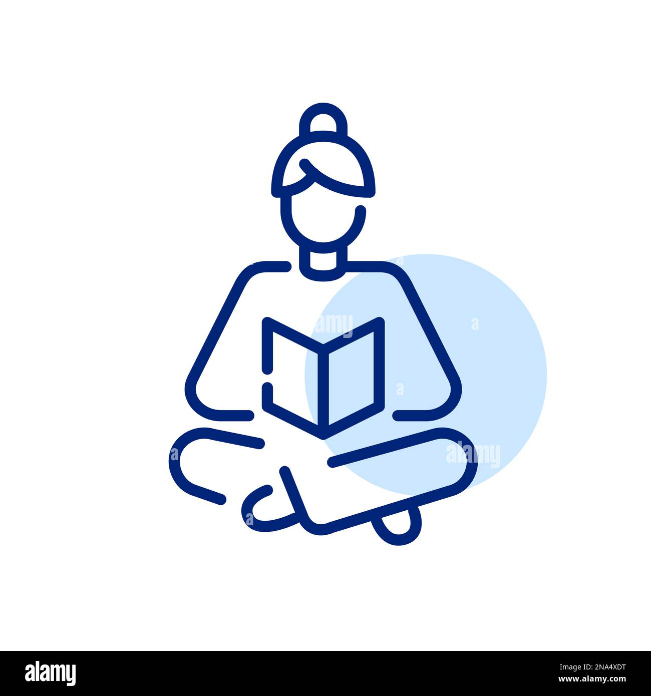 Woman sitting with legs crossed reading a book or magazine. Pixel ...