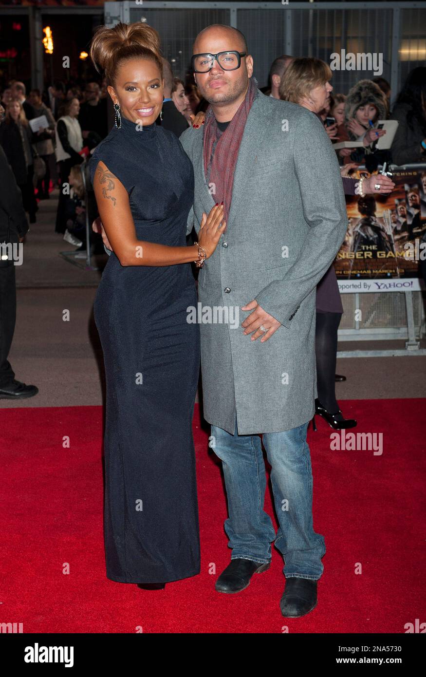 Melanie Brown and Stephen Belafonte arrive at 'The Hunger Games' UK film premiere at the O2 ...