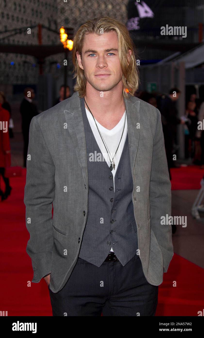 Australian actor Chris Hemsworth arrives at 'The Hunger Games' UK film ...
