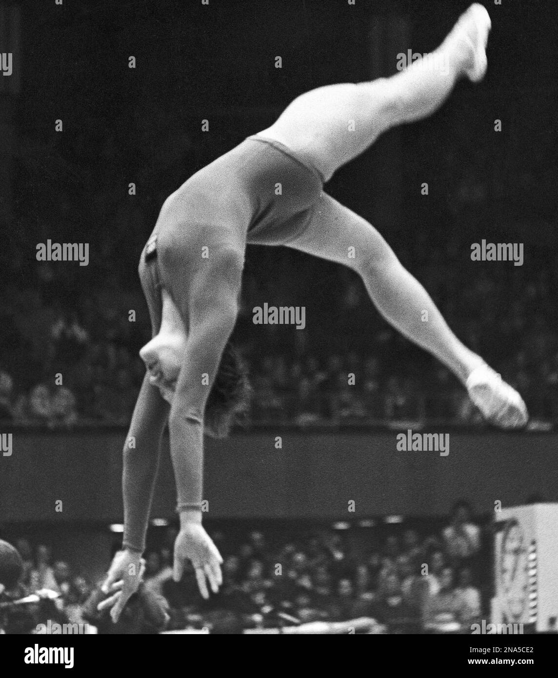 Women's individual all around gymnast Germany's Birgit Radochla (61) displays her skill in the ...