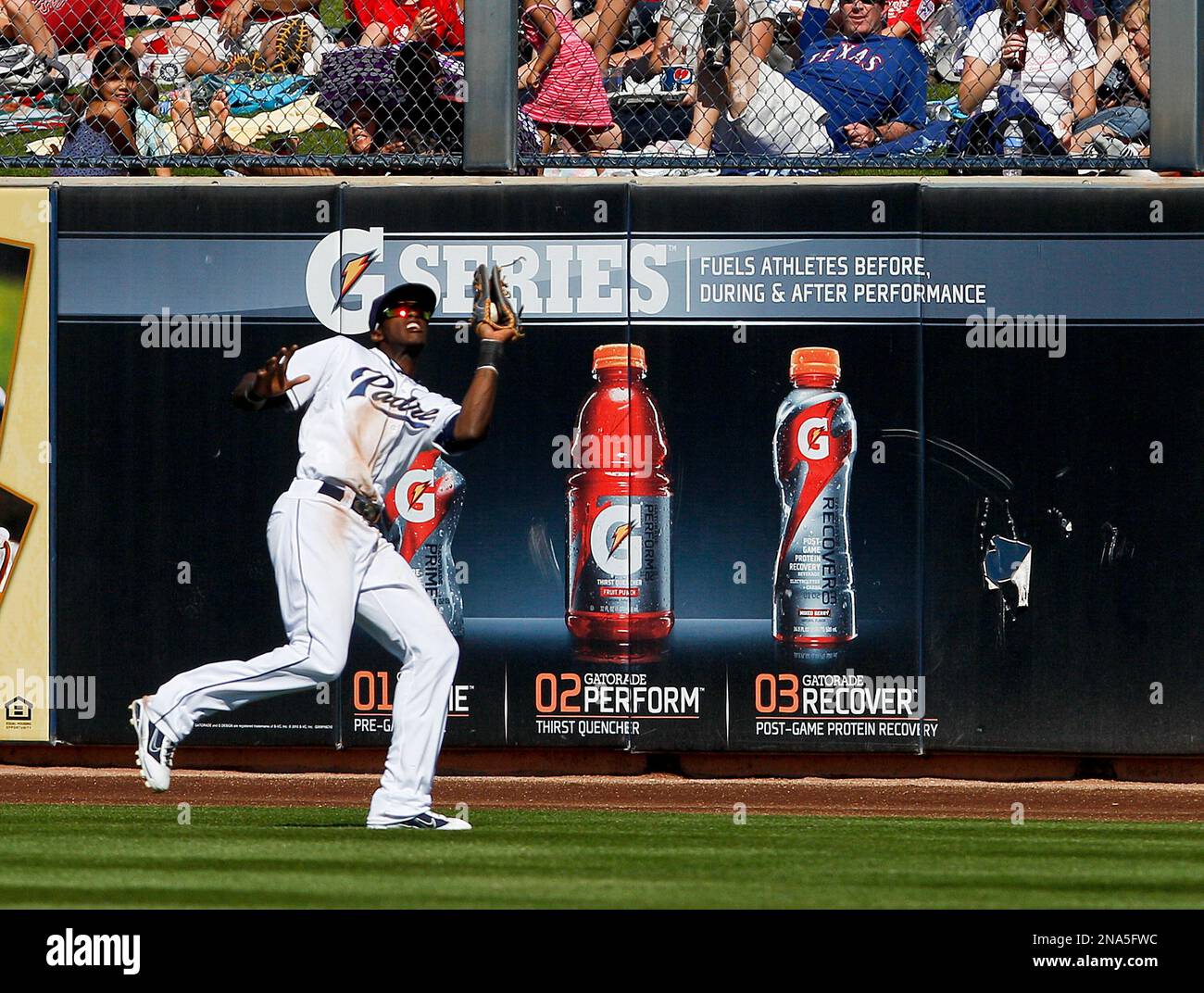 San Diego Padres center fielder Cameron Maybin in action during a ...