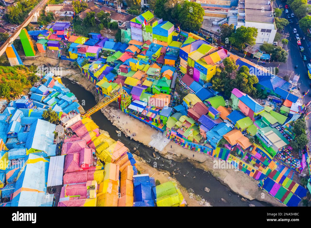 Colourful village, Kampung Tridi; Malang, East Java, Indonesia Stock ...