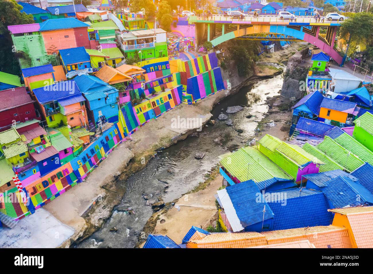 Colourful village, Kampung Tridi; Malang, East Java, Indonesia Stock ...