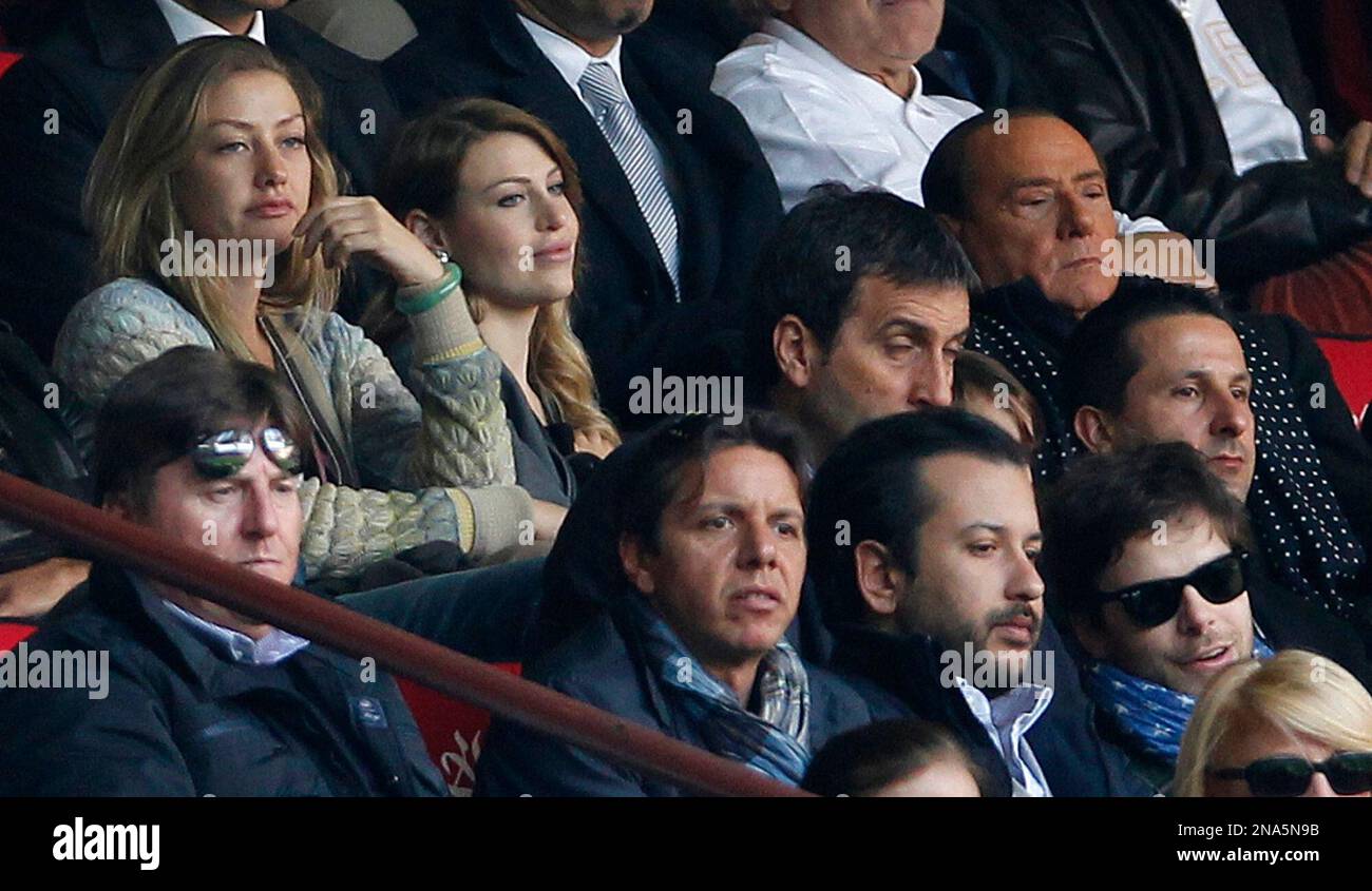 AC Milan president Silvio Berlusconi, top right, and his daughters ...