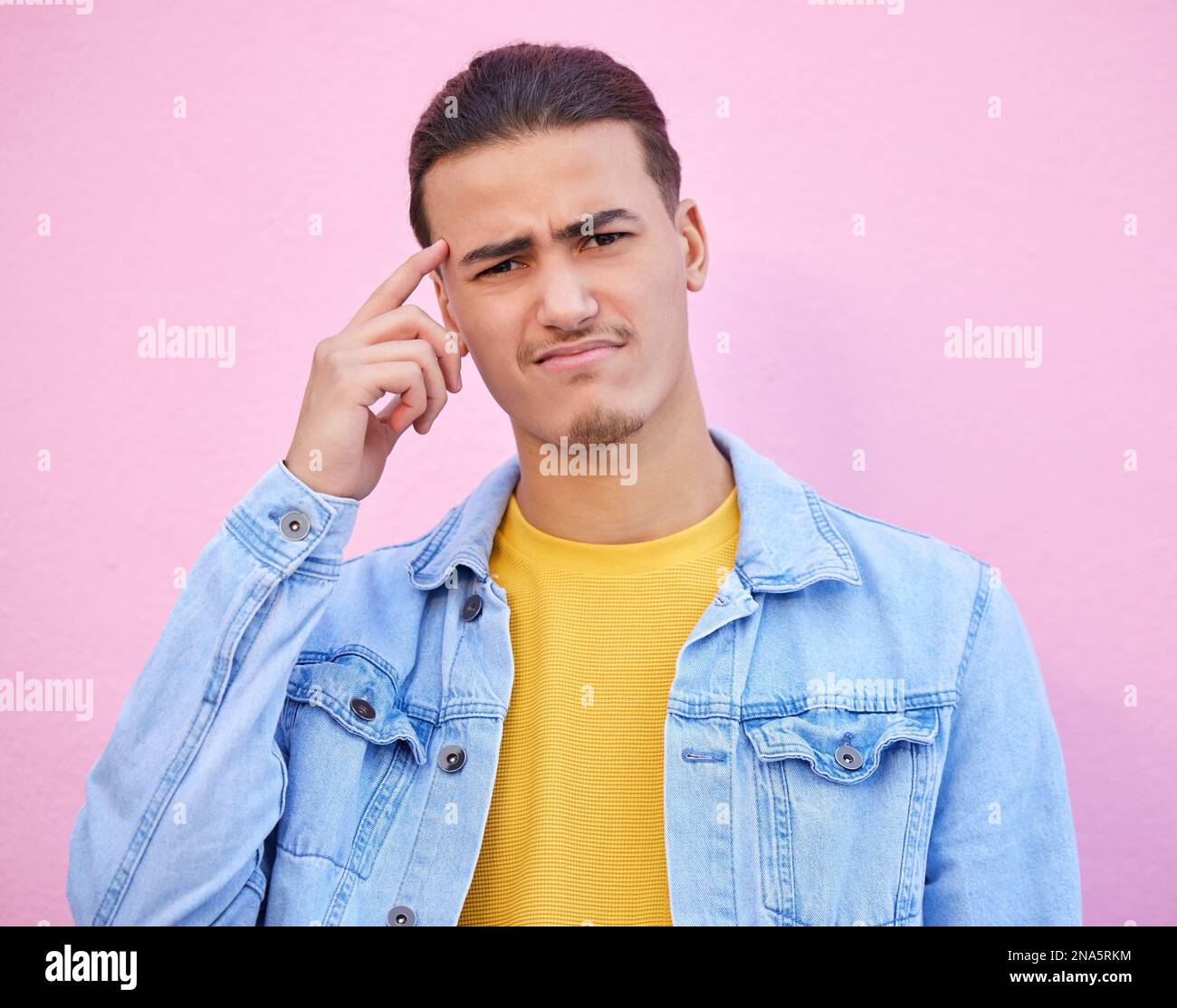 Confusion, portrait and man with casual outfit, doubt and wonder for ...