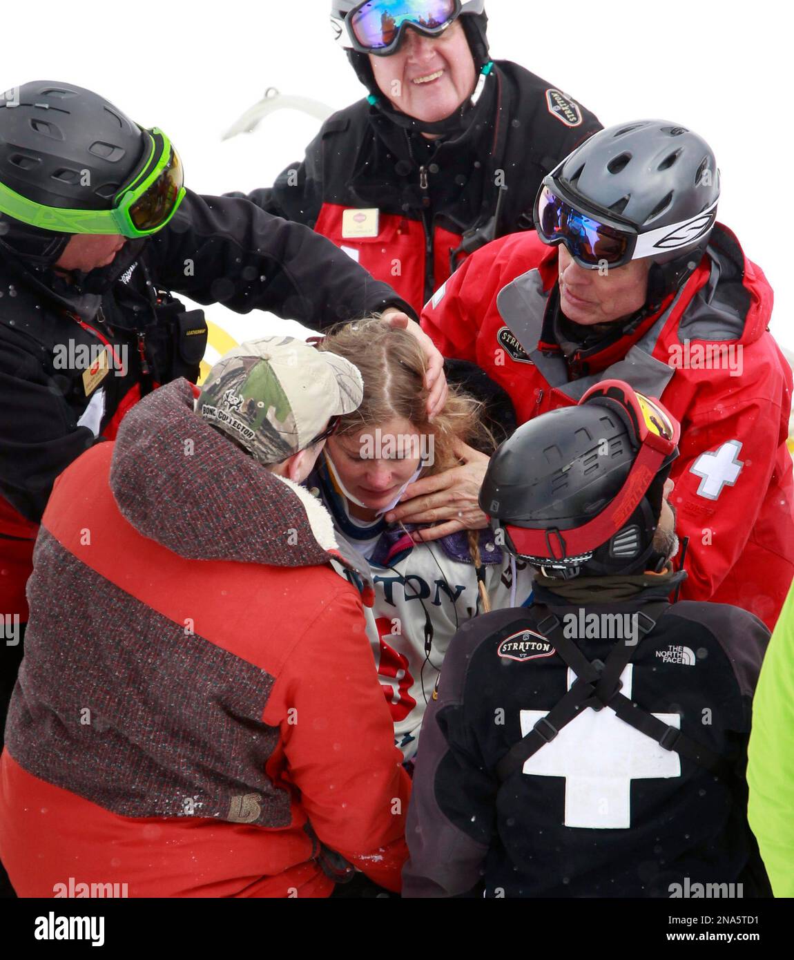 Hannah Teter is tended to after a crash in the women's halfpipe finals ...