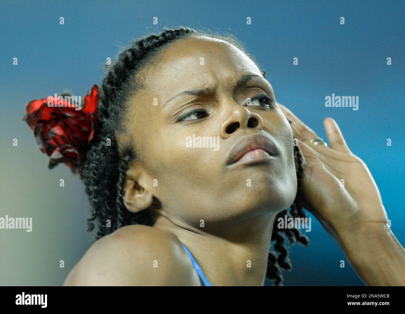United States' Chaunte Lowe celebrates winning the gold medal in the ...