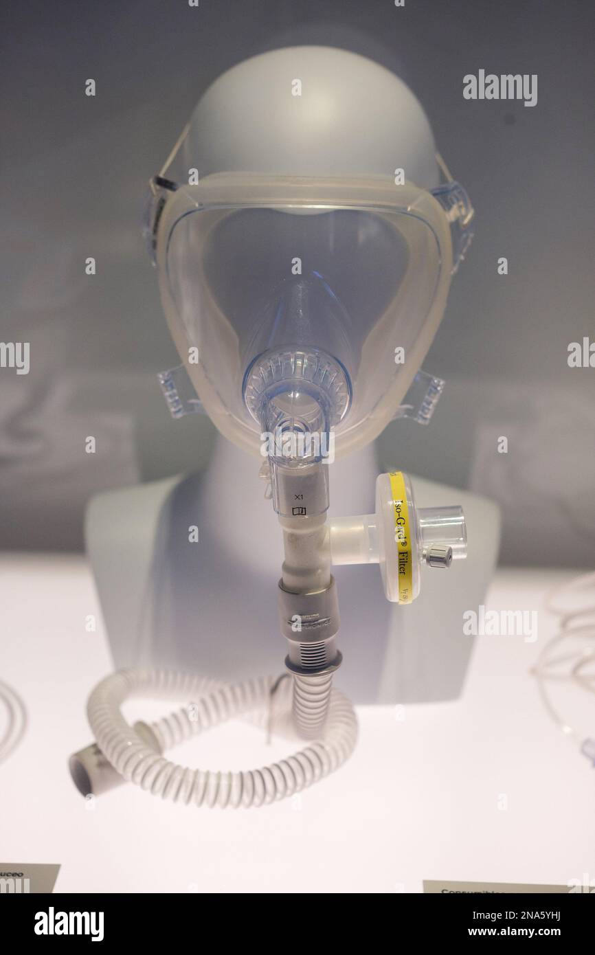 Madrid, Spain. 12th Feb, 2023. CPAP system created with 3D printer is ...