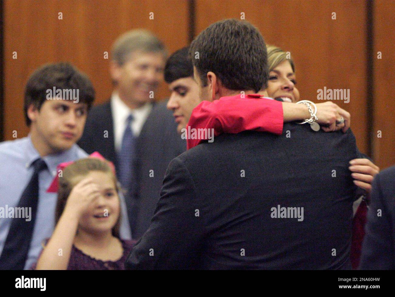 Former South Carolina Lt. Gov. Ken Ard is hugged by his wife Tammy ...