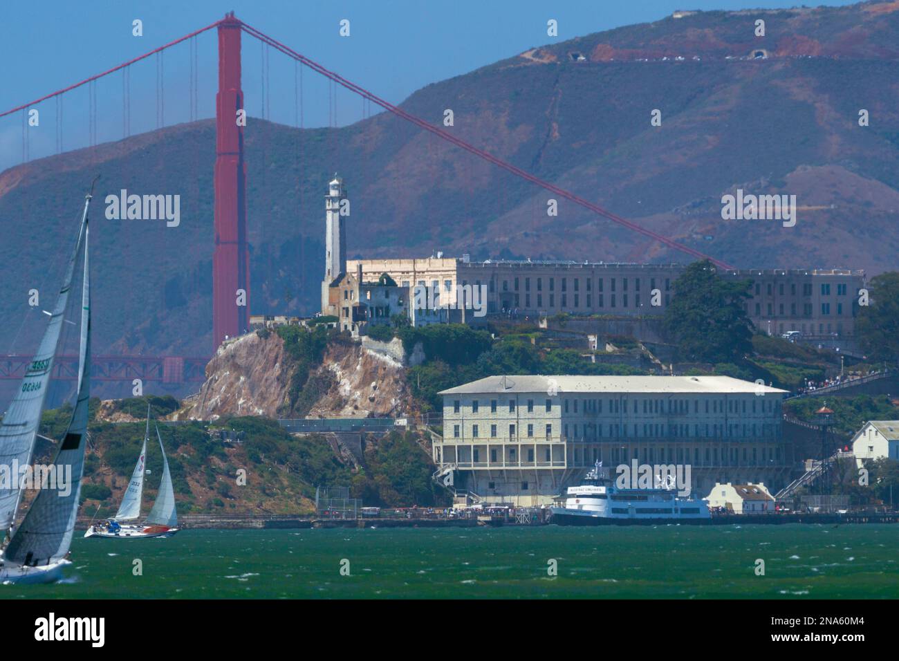 San Francisco Bay and Alcatraz Island in California, USA, looking ...